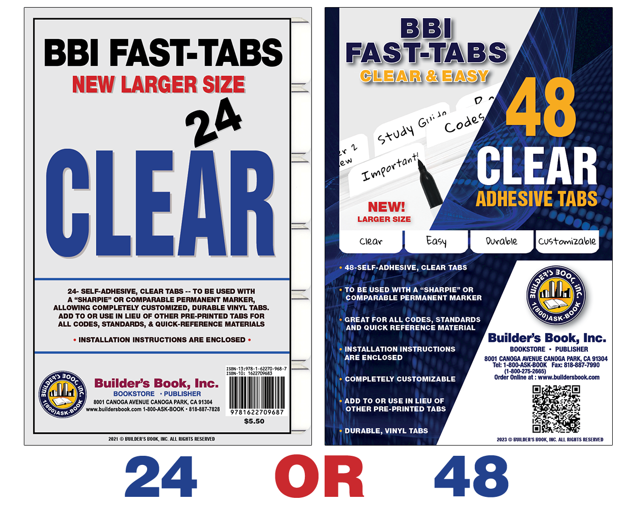ALL CLEAR 24 Fast-Tabs- Large Format Tab Size: Builder's Book, Inc ...