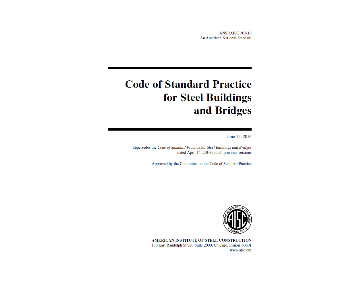 2016 Code Of Standard Practice For Steel Buildings And Bridges