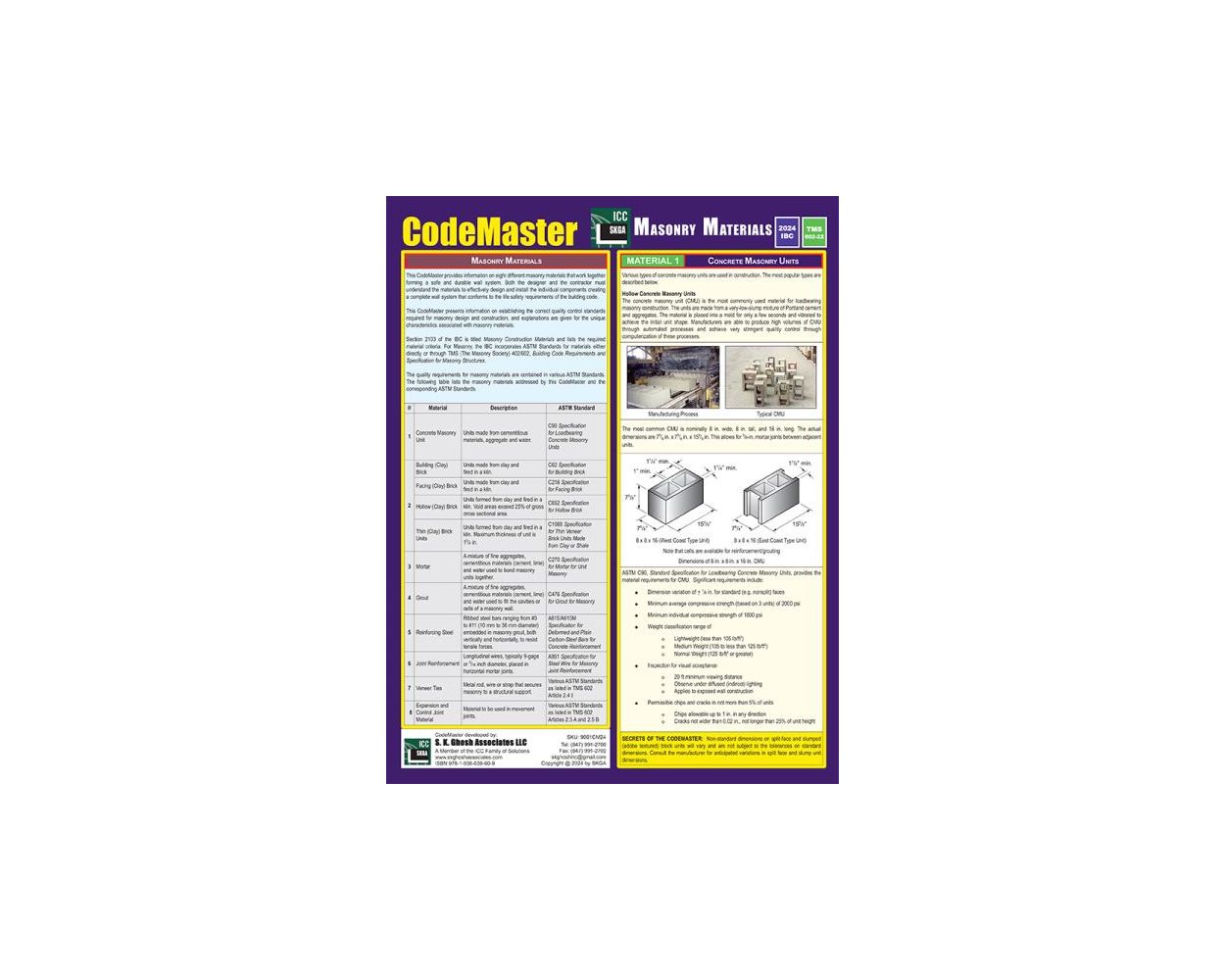 Buy CodeMaster Masonry Materials Based on TMS 602-22 and 2024 IBC ...