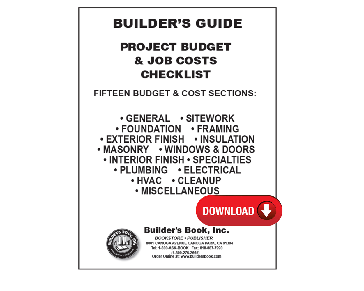 Buy Builder's Guide to Project Budget & Job Costs Checklist DOWNLOAD ...