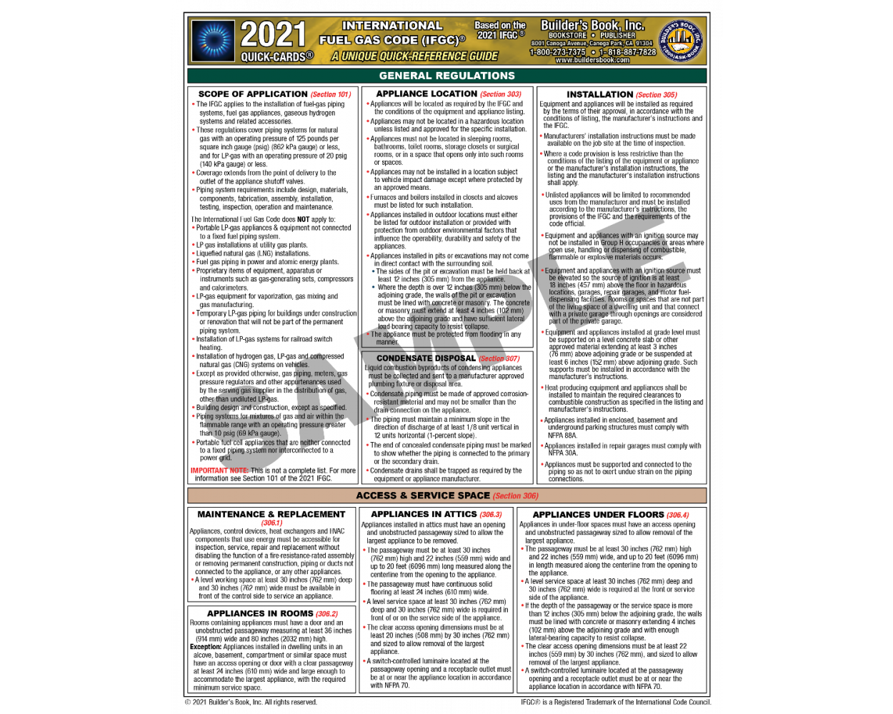 Buy 2021 International Fuel Gas Code Quick-Card | Buildersbook.com