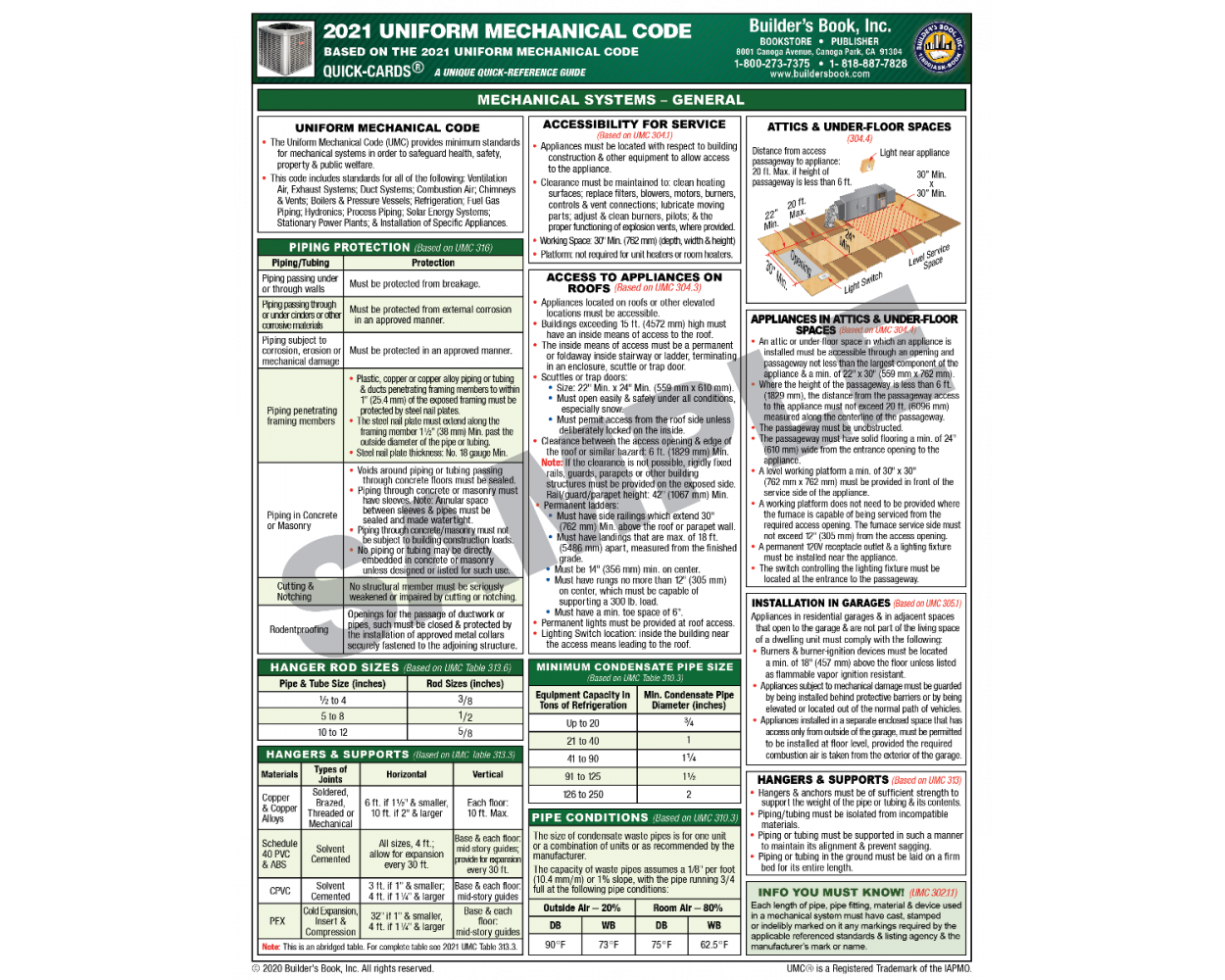 2021 Uniform Mechanical Code Quick-Card