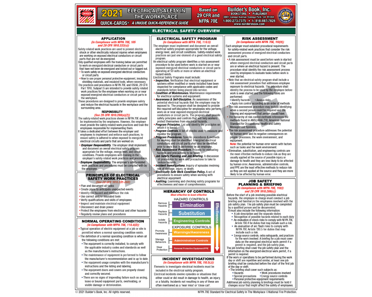Buy Electrical Safety in the Workplace Quick-Card Based on 29 CFR and ...