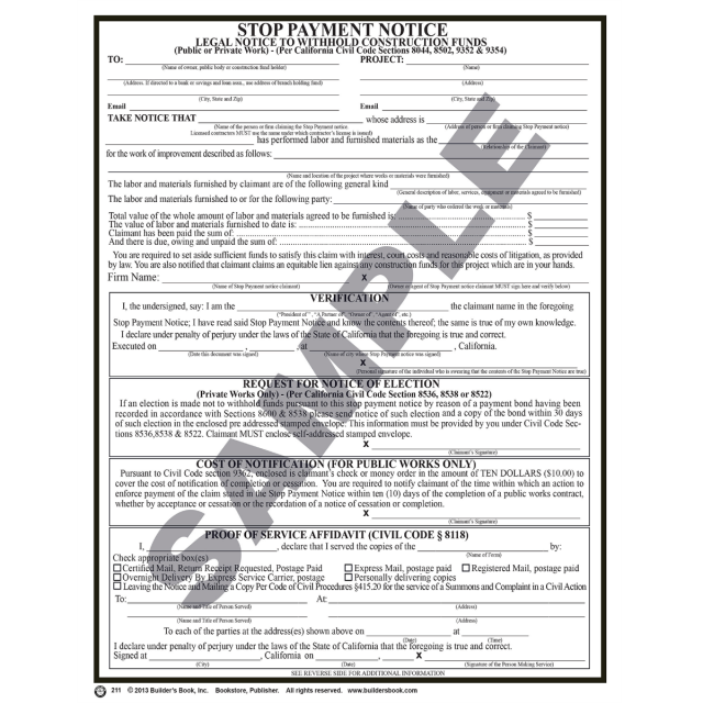 227 - Release of Stop Notice or Notice to Withhold (Public): Builder's ...