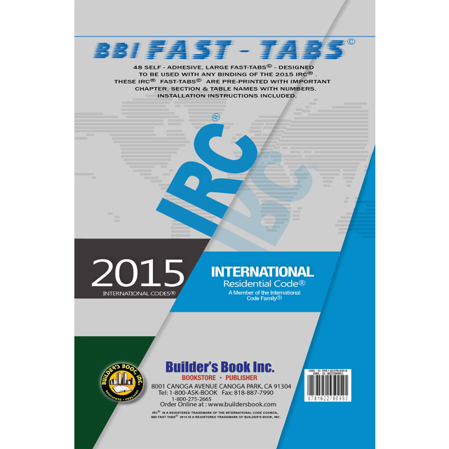 2015 International Residential Code Quick-Card based on 2015 IRC ...