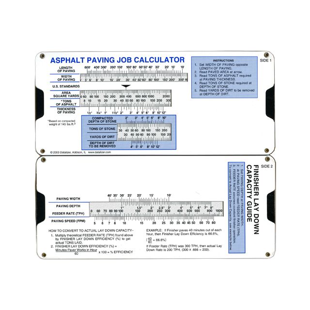 Stone, Concrete, Asphalt Aggregate Slide Rule Calculator: Builder's ...