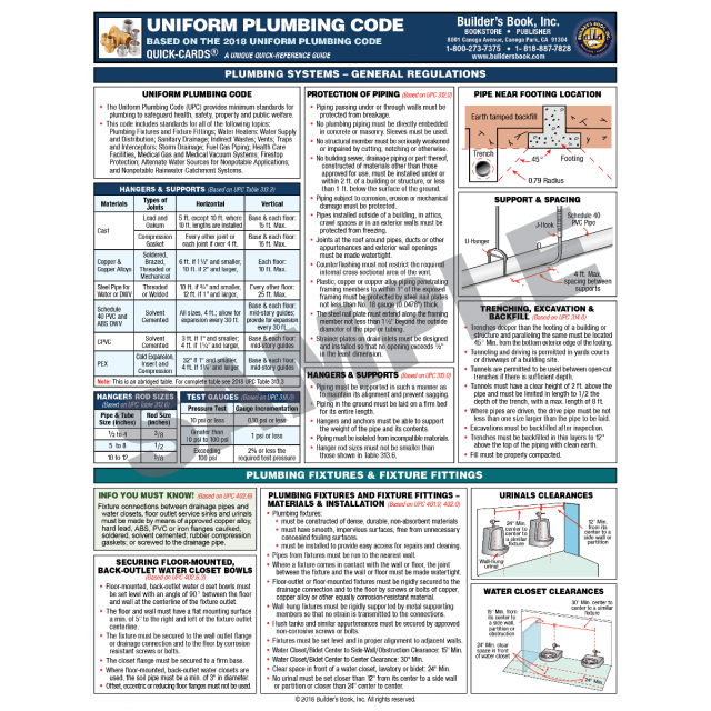 Uniform Plumbing Code QuickPass Flash-Cards based on the 2018 UPC