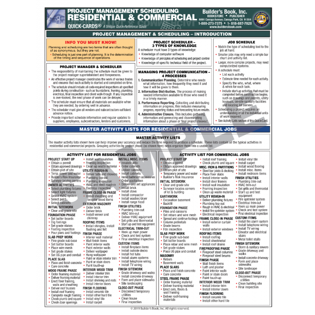 Scheduling Wheel Chart: Builder's Book, Inc.Bookstore