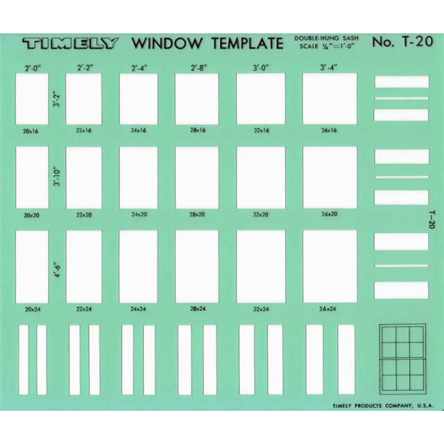 ABC Architectural Template 3 5/6" x 5 9/16", Scaled: 1/8"=1': Builder's ...