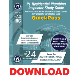 Buy P1 Residential Plumbing Inspector QuickPass Study Guide Based On 2024 IRC Access Key ...