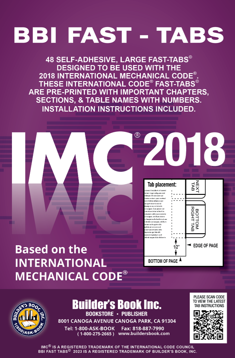 2018 International Mechanical Code (IMC) Quick-Card: Builder's Book ...