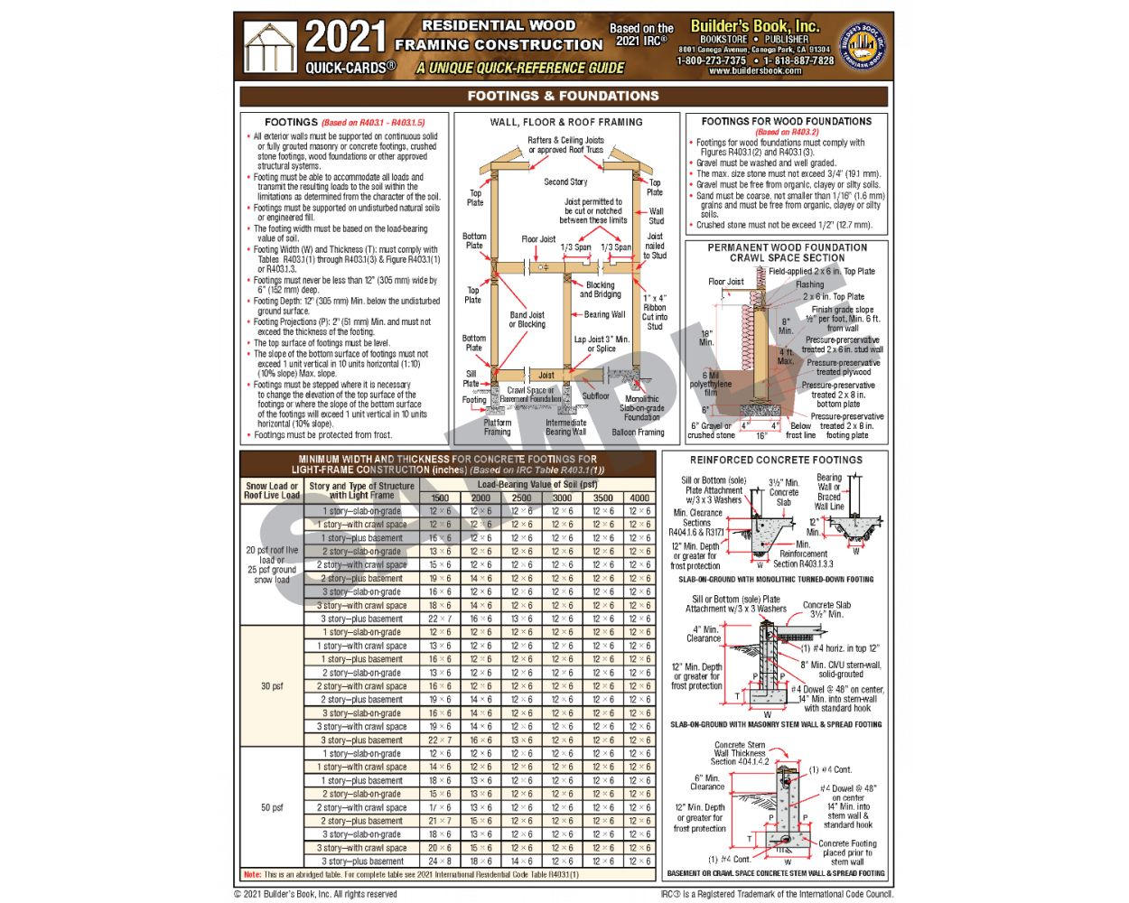 Buy Residential Wood Framing Construction Quick-Card Based On 2021 IRC ...