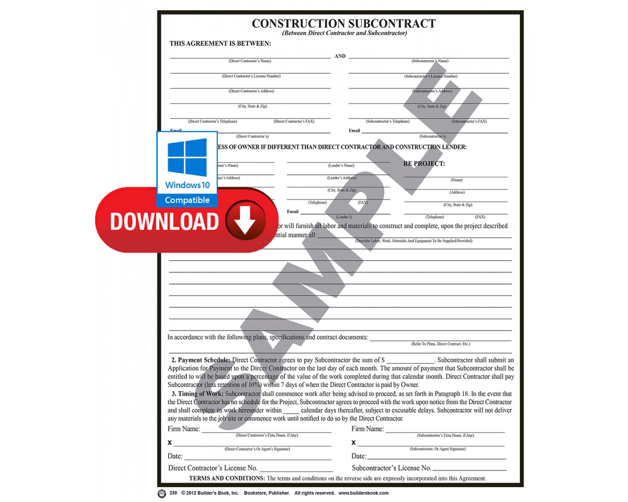 230 - Construction Subcontract (Download): Builder's Book, Inc.Bookstore