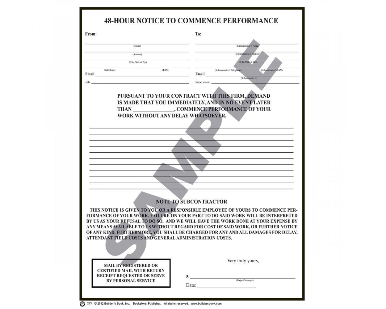 243 - 48-Hour Notice to Commence Performance (Download)