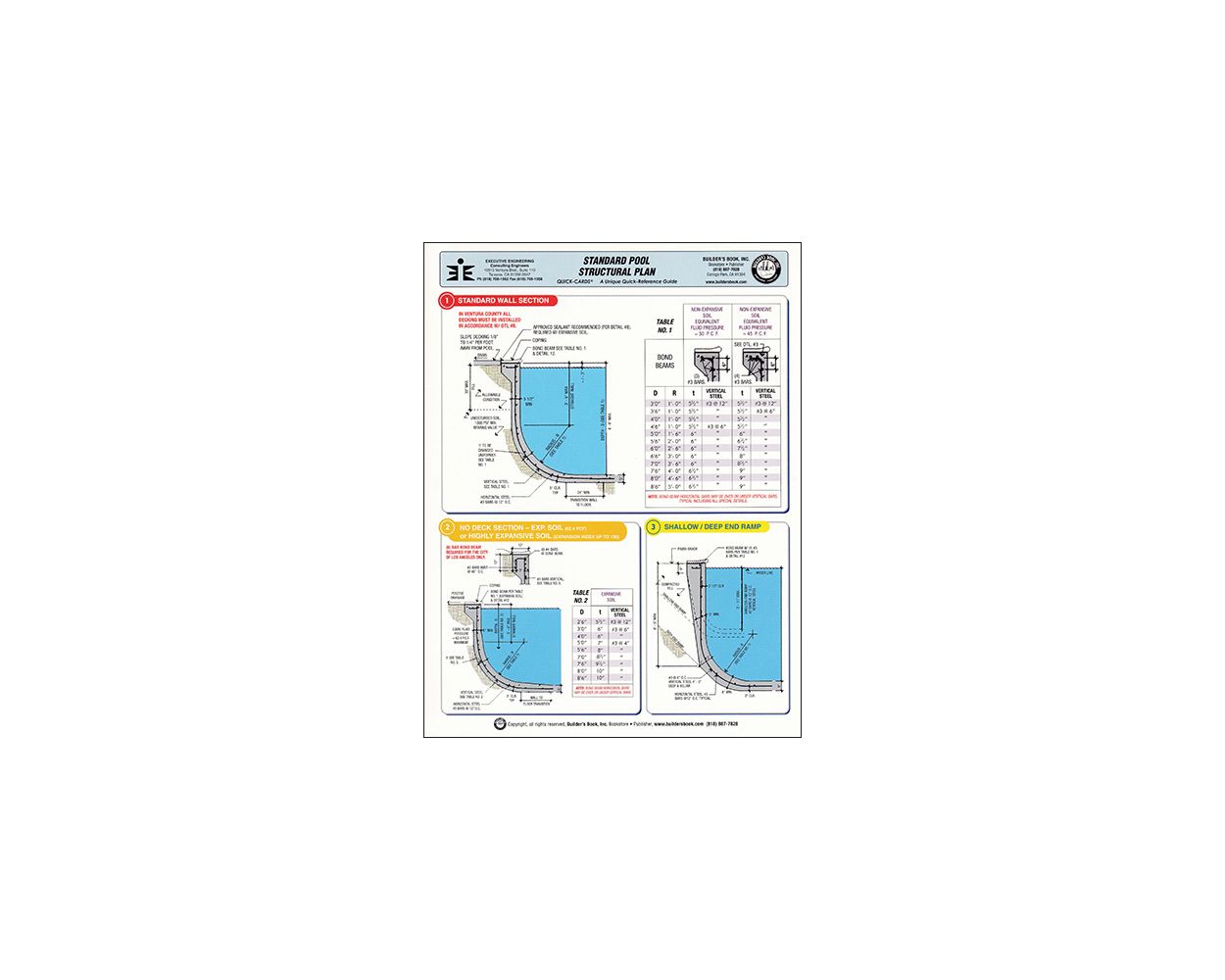 Standard Pool, Structural Plan Quick-Card: Builder's Book, Inc.Bookstore