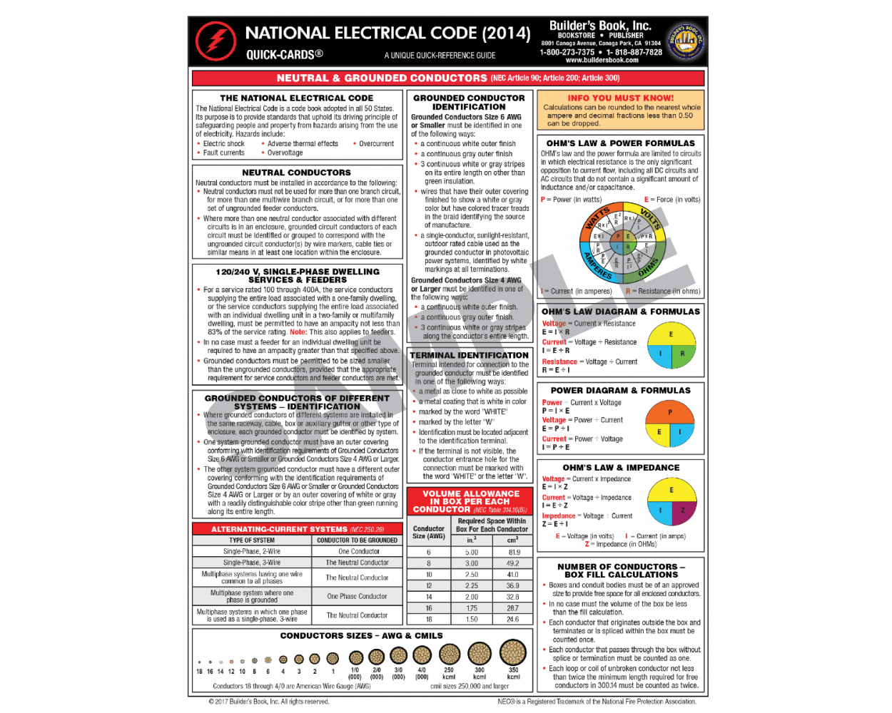 2014 National Electrical Code Quick-Card: Builder's Book, Inc.Bookstore