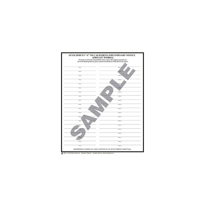 209C - Attachment "A" to the California Preliminary Notice (Download)