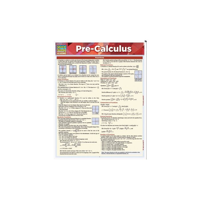 PRE-CALCULUS Quick Study: Builder's Book, Inc.Bookstore