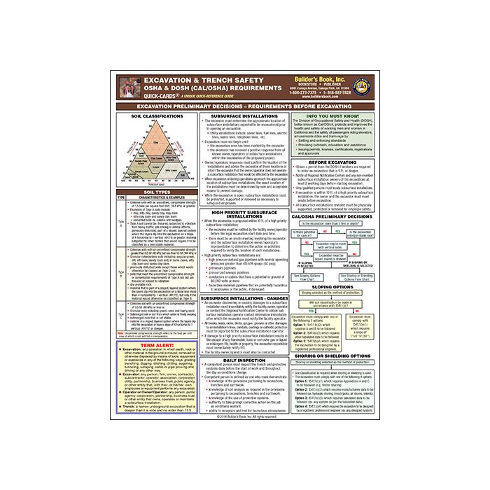 Excavation & Trench Safety Quick-Card: Builder's Book, Inc.Bookstore