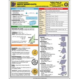 Contractor's Math Short Cuts Quick-Card: Builder's Book, Inc.Bookstore